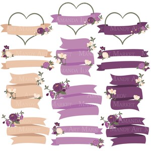 Emma Floral Heart Clipart & Vectors in Plum - Plum Flowers, Plum Floral ...