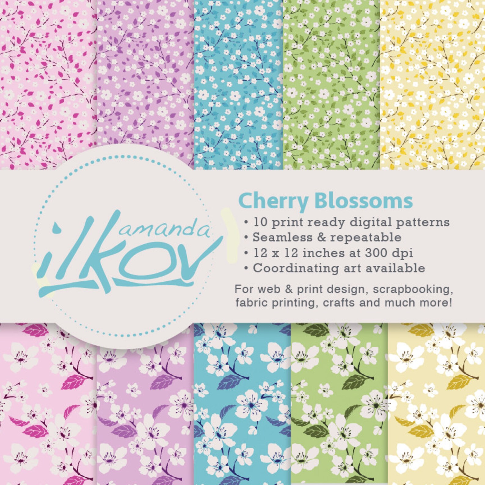 Seamless Cherry Blossoms Digital Scrapbook Papers for Scrapbooking ...