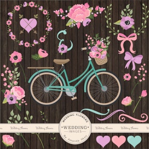 Premium Wedding Clipart & Vectors - Garden Party Bicycle Clipart ...