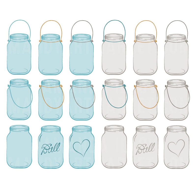 Professional Mason Jar Clipart in Vintage Blue Mason Jar - Etsy