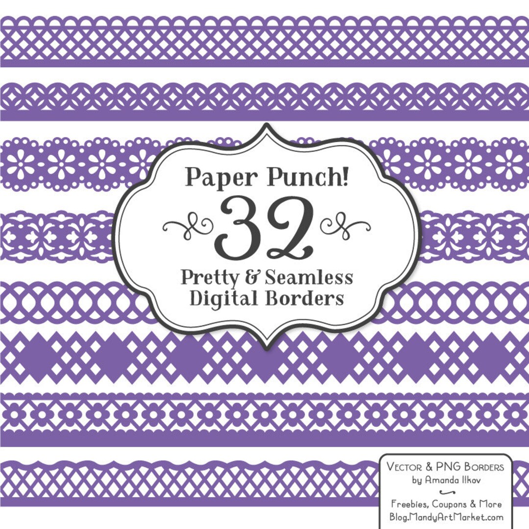 32 Premium Purple Paper Punch Lace Borders Clipart & Vectors - Purple ...