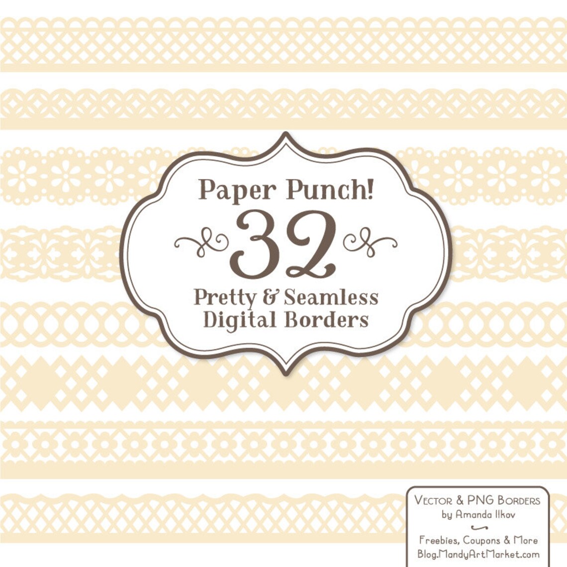 32 Premium Cream Paper Punch Lace Borders Clipart & Vectors | Etsy