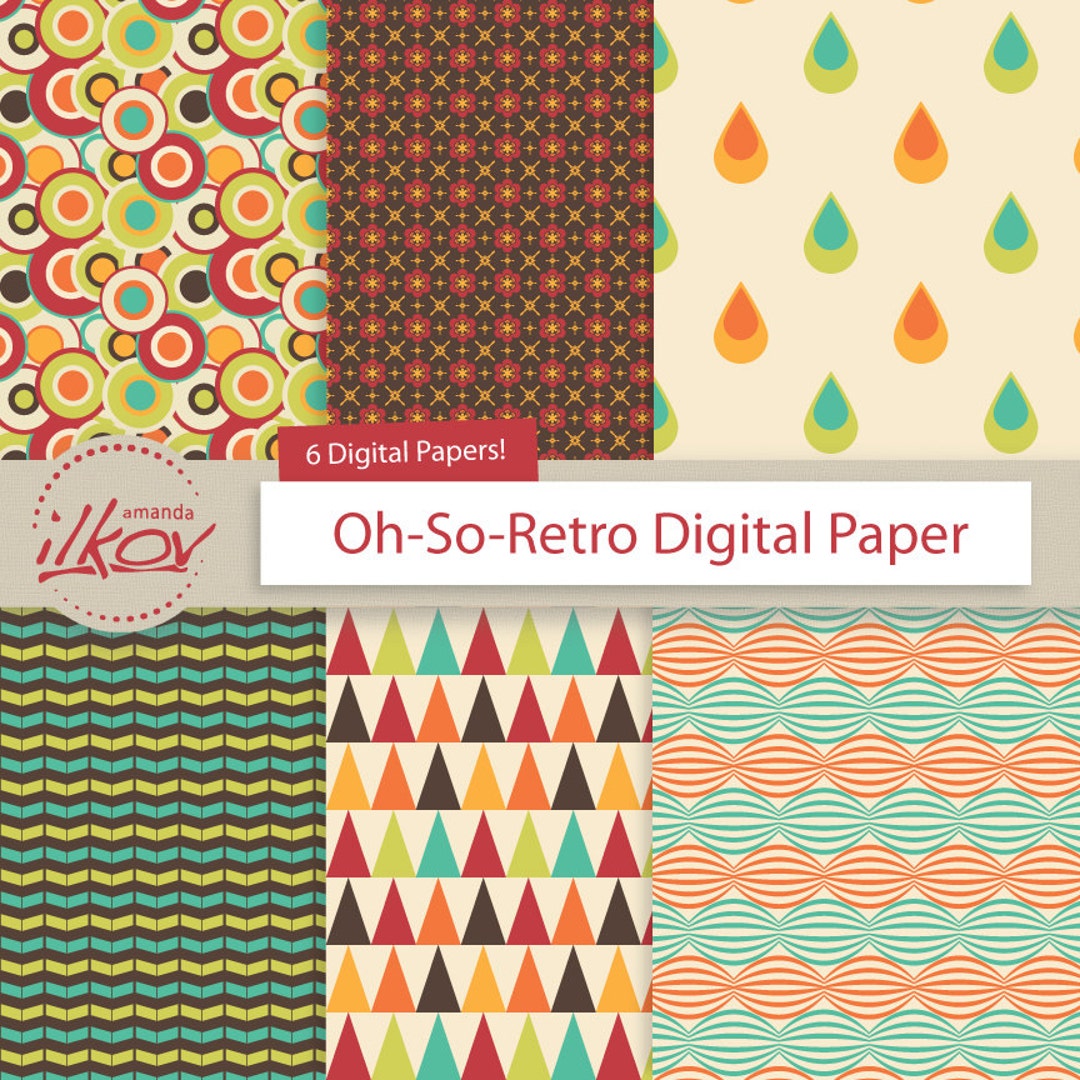 Premium Seamless Retro Digital Papers for Scrapbooking, Crafting and ...