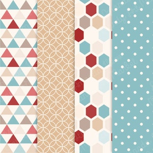 Professional Geometric Digital Papers & Vectors in Red Robin Geometric ...