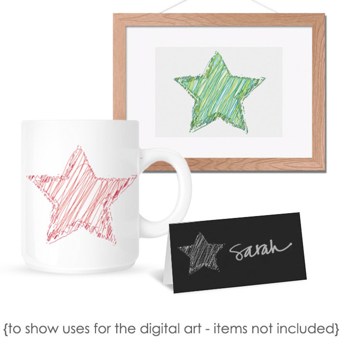 Digital Clipart Stars: Set of 16 Rainbow Coloured Scribble - Etsy