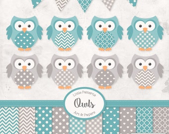 Premium Owl Clipart Vectors & Digital Papers in Purple | Etsy