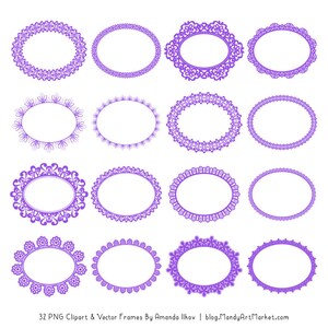 Purple Round Lace Frames Clipart & Vectors Purple Lace Frames, Purple ...