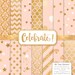 Premium Gold Foil Peach Digital Papers - Party Patterns, Party Digital ...