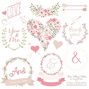 Premium Floral Clip Art & Vectors - Soft Pink Wedding Clip Art, Wedding ...