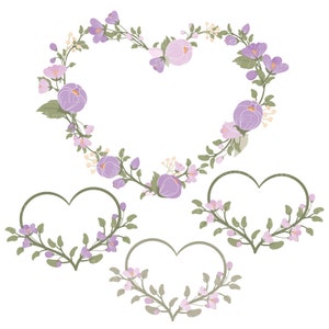 Emma Floral Heart Clipart & Vectors in Lavender Lavender Flowers ...