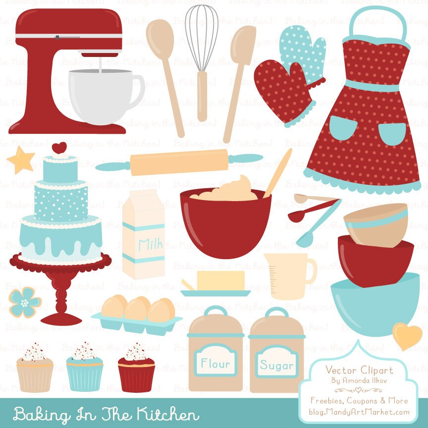 Professional Baking Clipart & Vectors in Red Robin Kitchen | Etsy