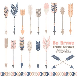 Professional Tribal Arrows Clipart & Vectors in Navy and Blush - Arrows ...