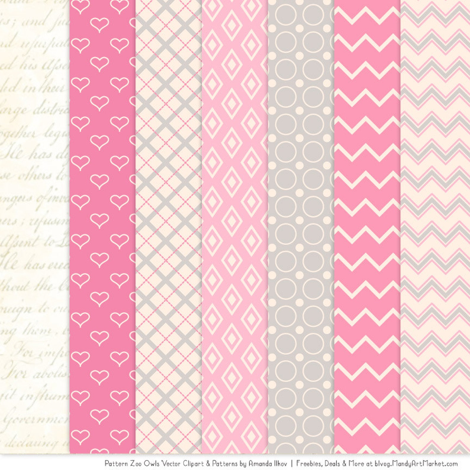Patterned Pink Owls Clipart and Digital Papers Pink Owl | Etsy
