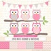 Patterned Pink Owls Clipart and Digital Papers - Pink Owl Clipart, Owl ...