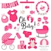 Premium Oh Baby Clipart & Vectors Set in Hot Pink - Hot Pink Pink Baby ...