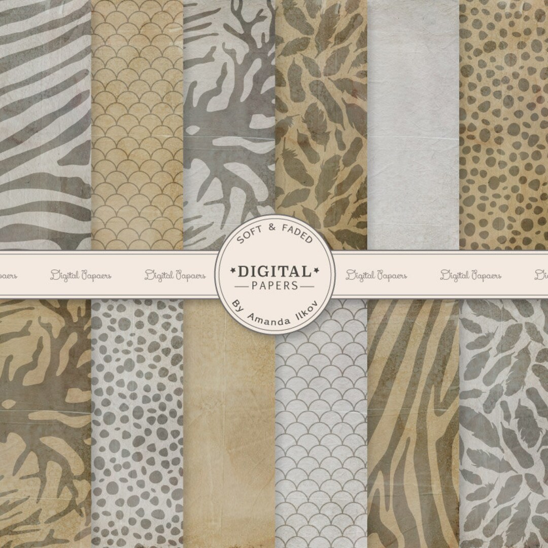 Professional Gold & Silver Animal Print Digital Papers for Scrapbooks ...