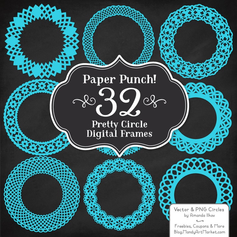 32 Premium Paper Punch Tropical Blue Lace Frames Clipart & Vectors ...