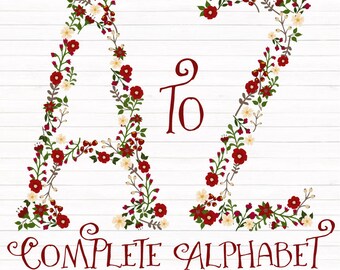 Professional Floral Alphabet Clipart & Vectors Soft Blue Floral ...