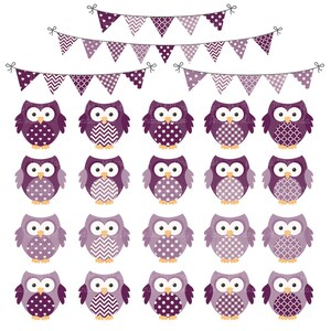Premium Owl Clipart Vectors & Digital Papers in Plum Plum - Etsy