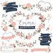 Emma Floral Heart Clipart & Vectors in Navy and Blush - Navy Flowers ...