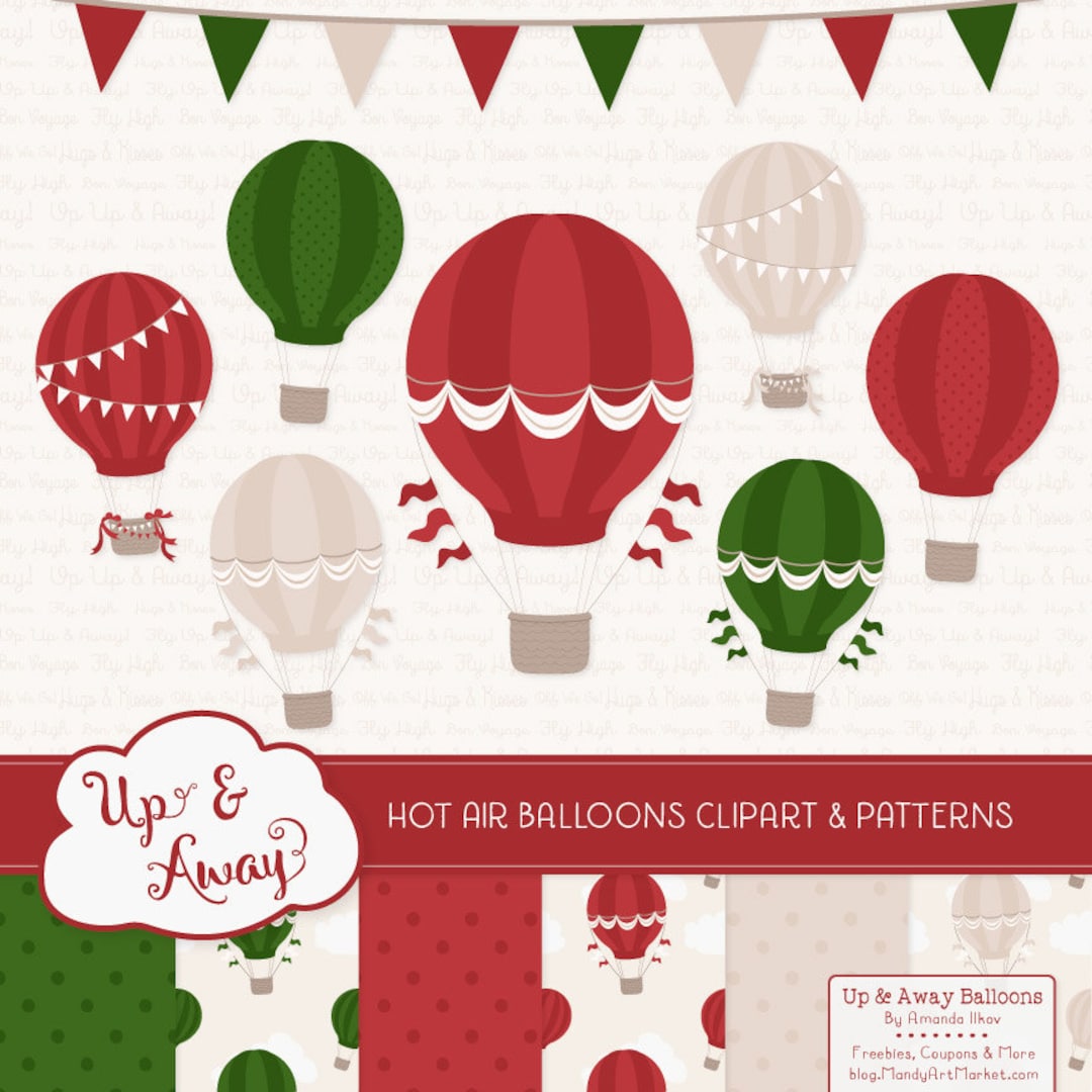 Christmas Hot Air Balloons Clipart With Digital Papers - Etsy