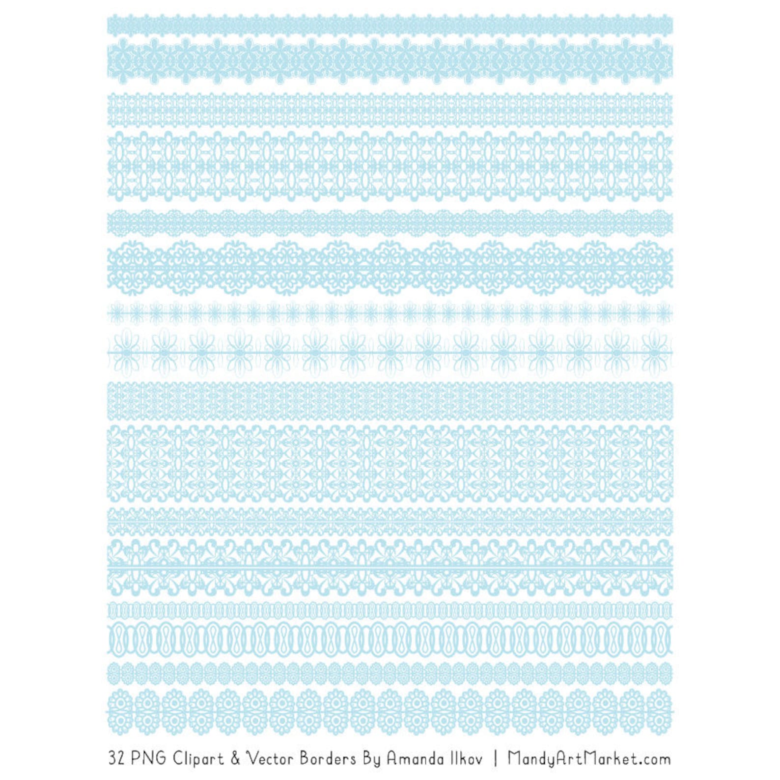 Soft Blue Lace Borders Clipart & Vectors - Soft Blue Lace Borders, Soft ...