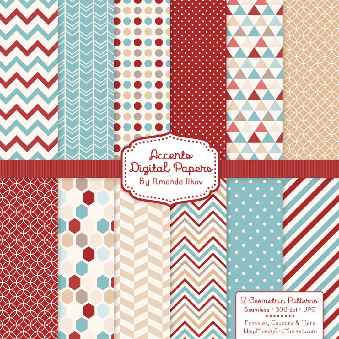 Professional Geometric Digital Papers & Vectors in Red Robin ...