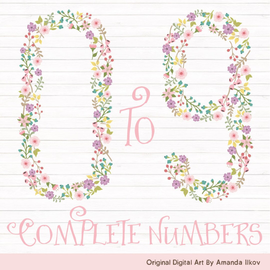 Premium Floral Numbers Clipart & Vectors in Garden Party - Summer ...