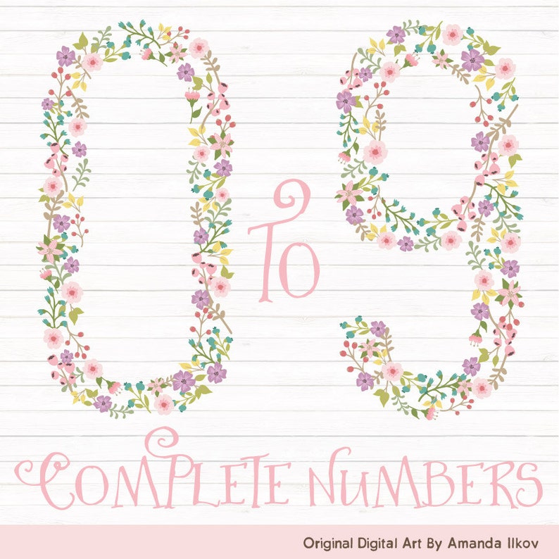 Premium Floral Numbers Clipart & Vectors in Garden Party - Summer ...