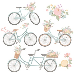 Emma Floral Bicycle Clipart & Vectors in Grandmas Garden - Pastel ...
