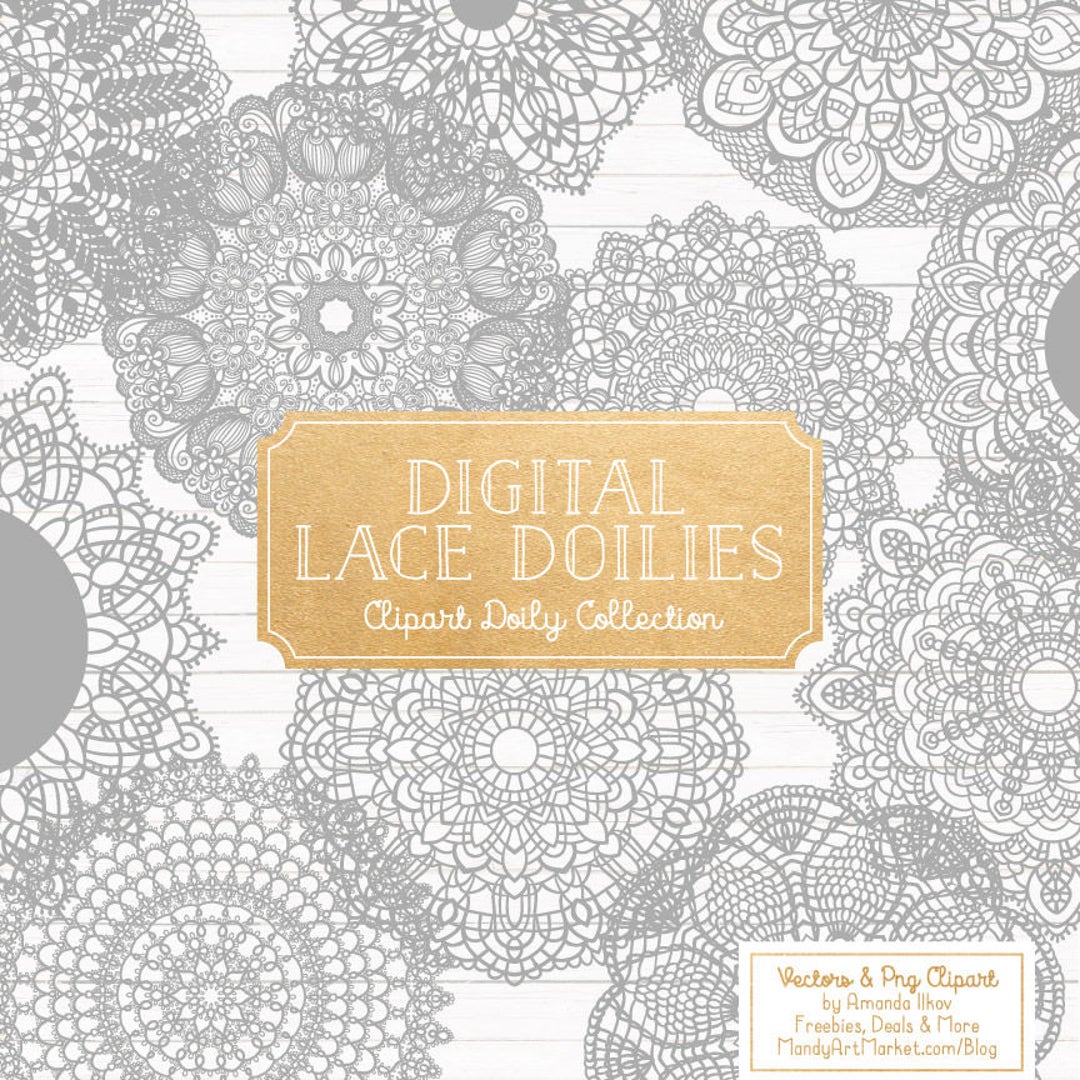 Premium Large Grey Lace Doily Vectors - Doily Clipart Images, Digital ...