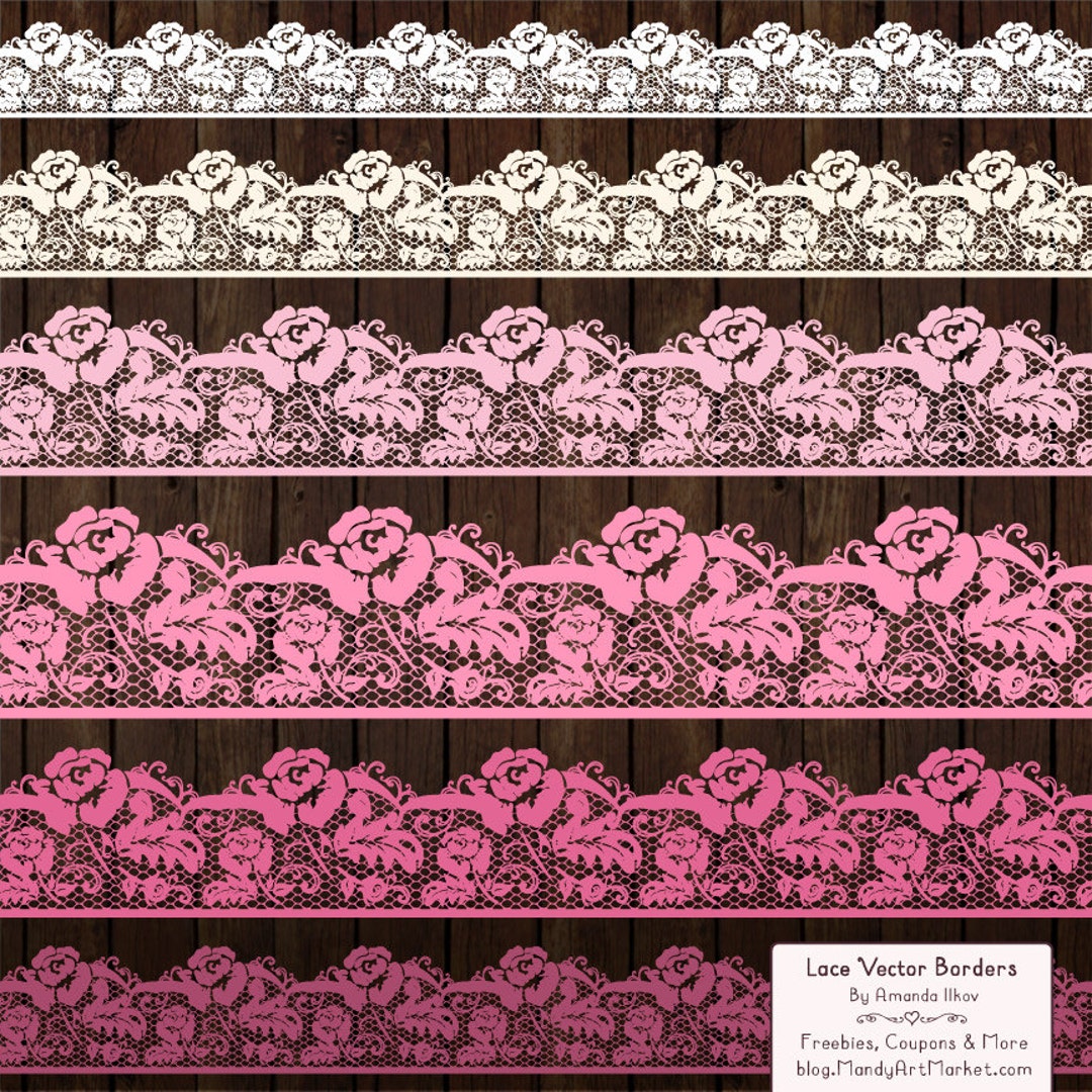 Professional Rose Lace Borders in Pink - Lace Border, Lace Clipart ...