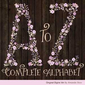Professional Floral Alphabet Clipart & Vectors - Lavender Floral ...