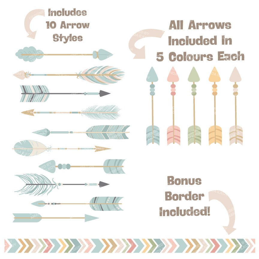 Professional Tribal Arrows Clipart & Vectors in Grandmas | Etsy