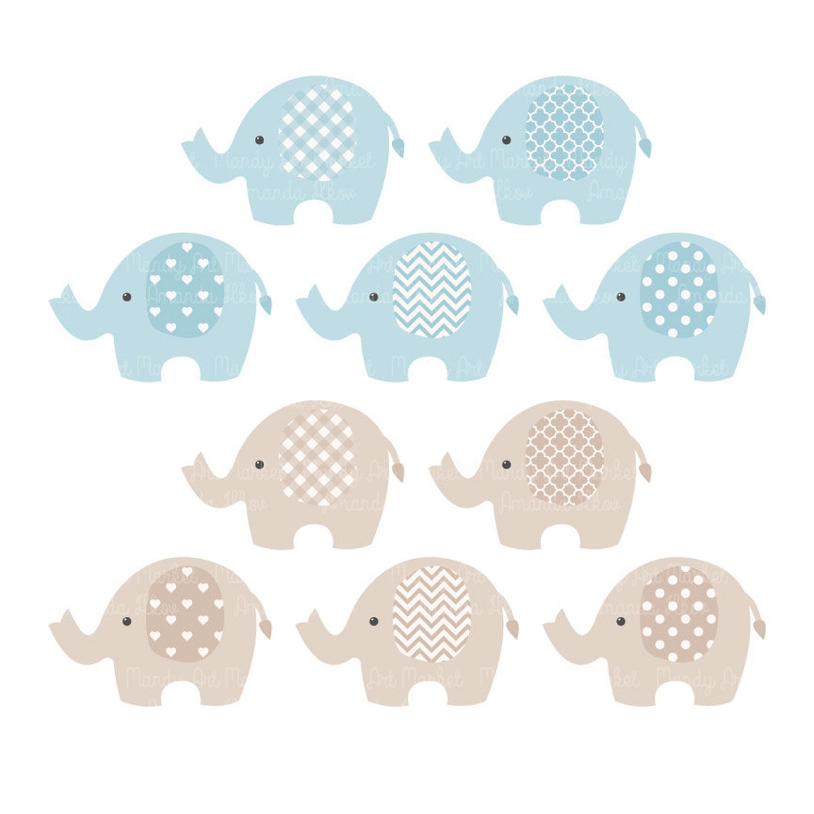Premium Elephant Clipart Vectors & Digital Papers in Soft - Etsy