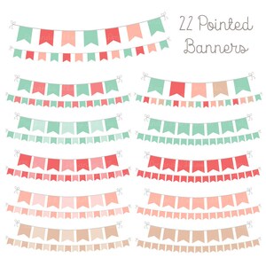 Professional Bunting Banner Clipart & Vectors in Mint and Coral ...
