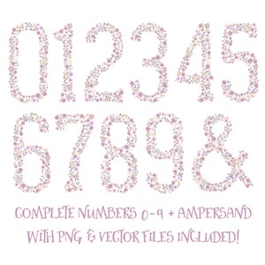 Premium Floral Numbers Clipart & Vectors in Lavender Lavender Flower ...