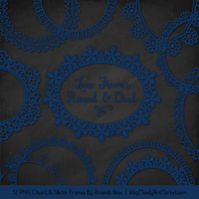 Navy Round Lace Frames Clipart & Vectors Navy Lace Frames - Etsy