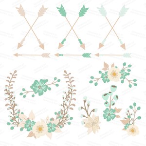 Professional Mint Green Floral Heart Clipart & Vectors - Floral Heart ...