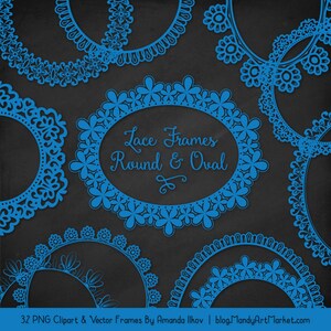 Blue Round Lace Frames Clipart & Vectors - Blue Lace Frames, Blue ...