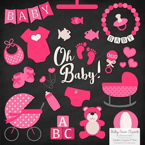 Premium Oh Baby Clipart & Vectors Set in Hot Pink - Hot Pink Pink Baby ...