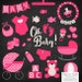 Premium Oh Baby Clipart & Vectors Set in Hot Pink - Hot Pink Pink Baby ...