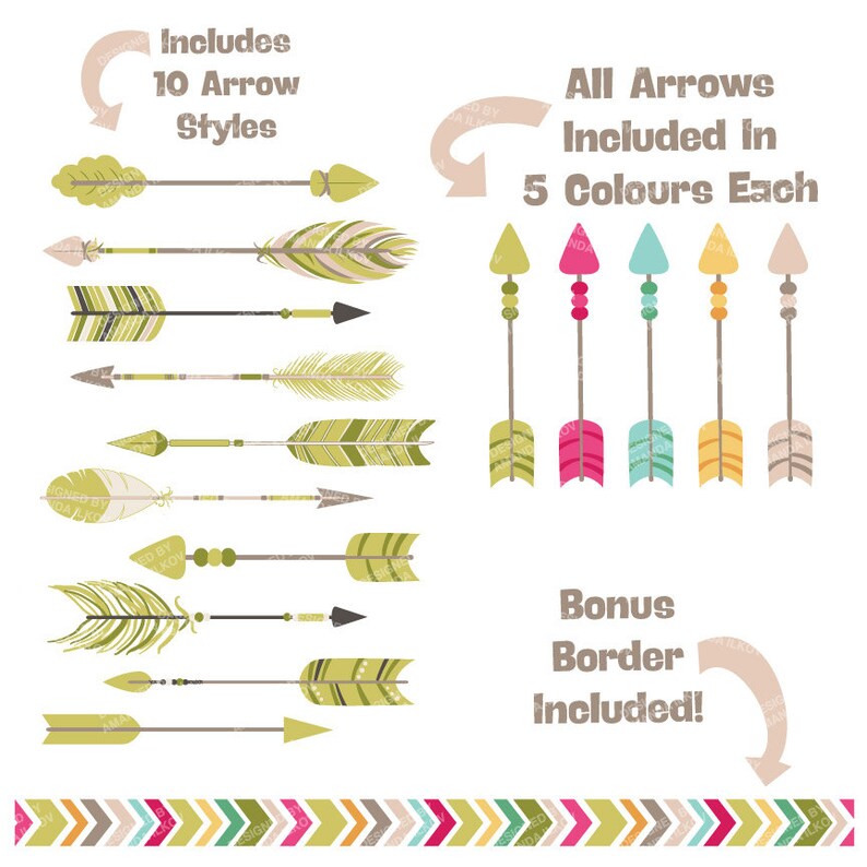 Professional Tribal Arrows Clipart & Vectors in Bohemian - Arrows Clip ...