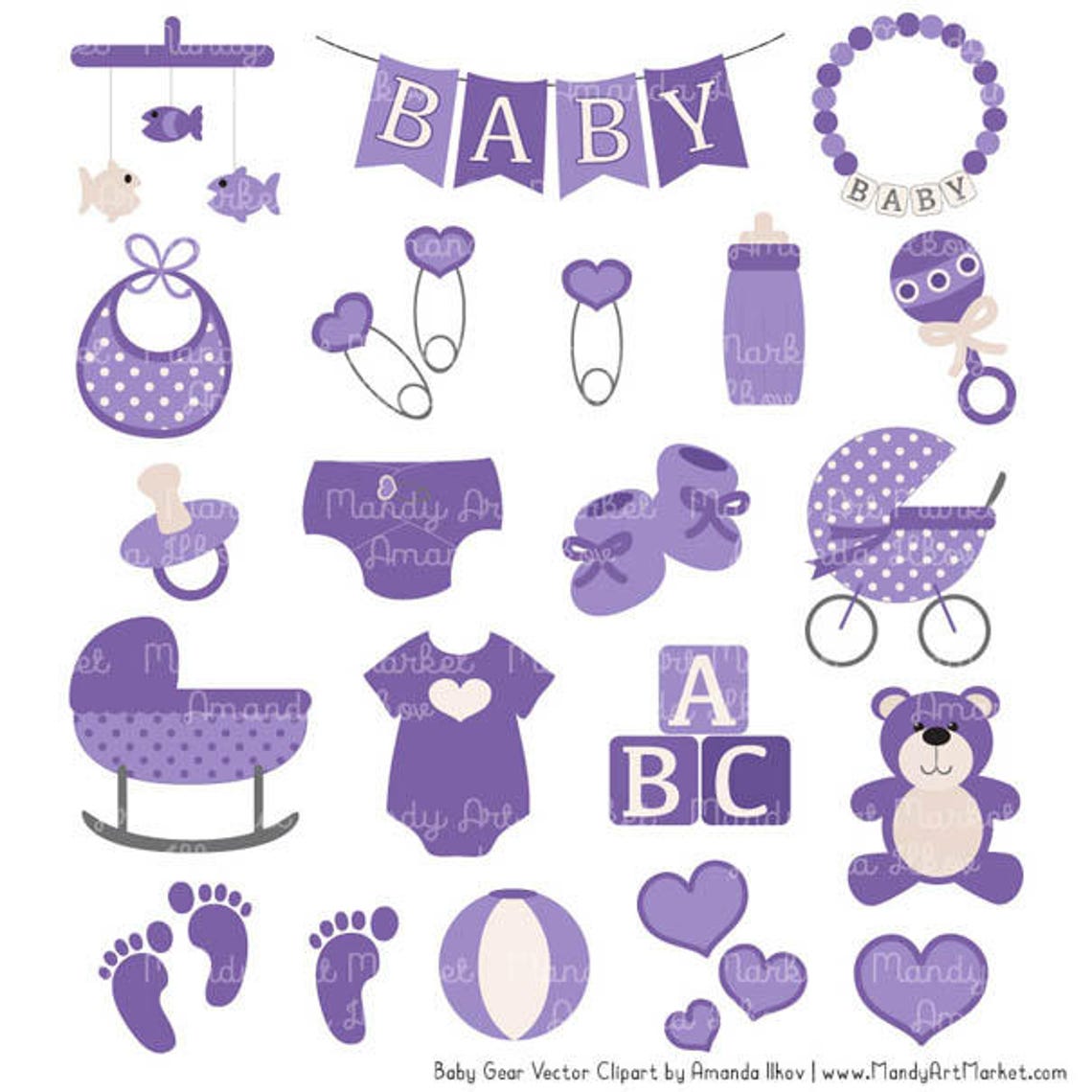 Premium Oh Baby Clipart & Vectors Set in Purple - Purple Purple Baby ...