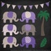 Patterned Purple Elephants Clipart and Digital Papers Purple - Etsy