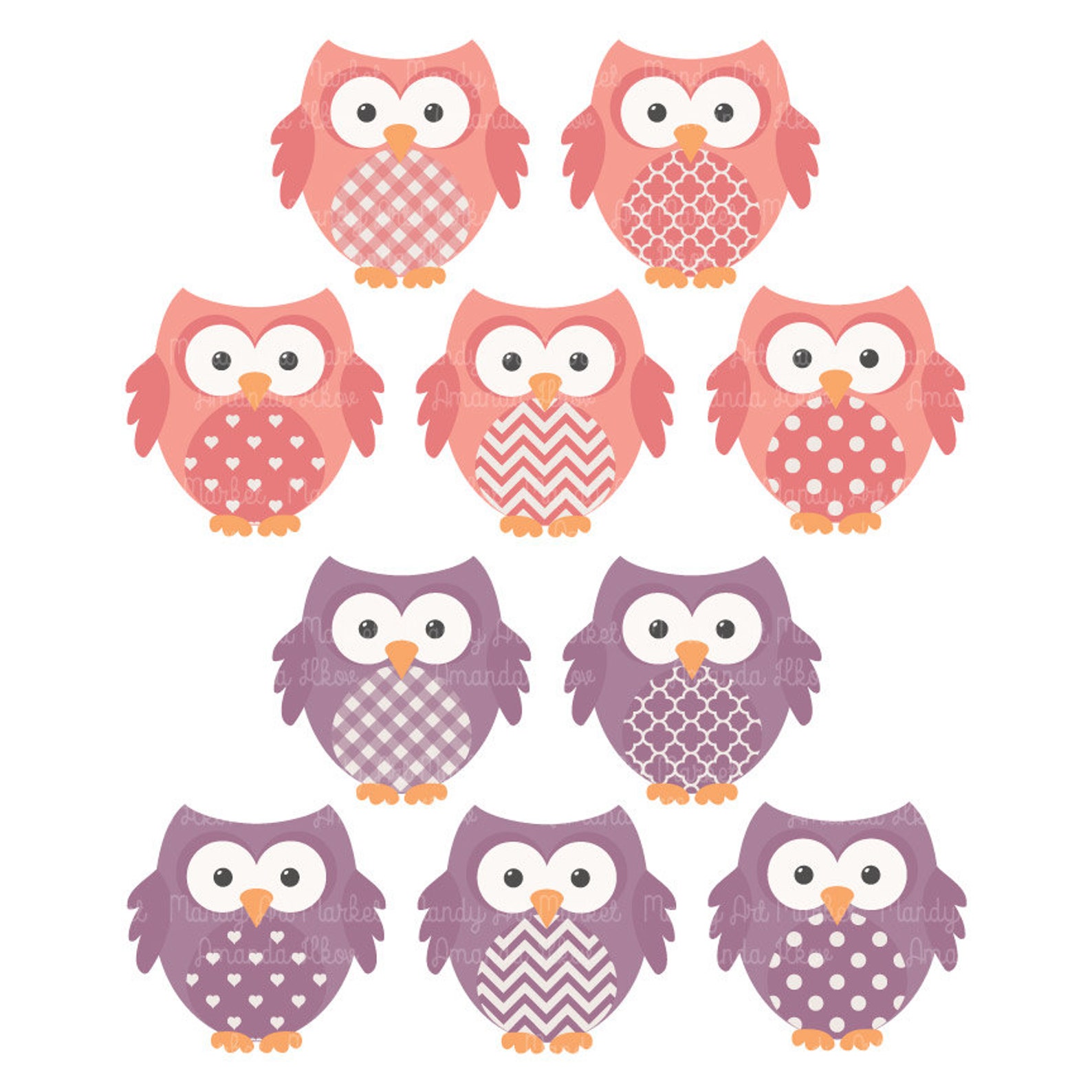 Premium Owl Clipart, Vectors & Digital Papers in Vintage Girl - Vintage ...