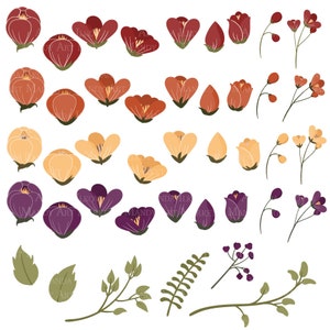 Emma Floral Bunches Clipart & Vectors Fall Flowers, Autumn Flowers ...