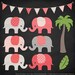 Patterned Coral Elephants Clipart and Digital Papers - Coral Elephant ...