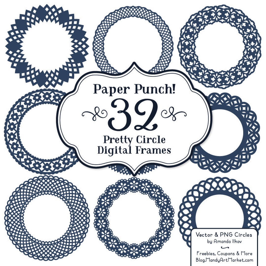 32 Premium Paper Punch Navy Lace Frames Clipart & Vectors - Navy Lace ...