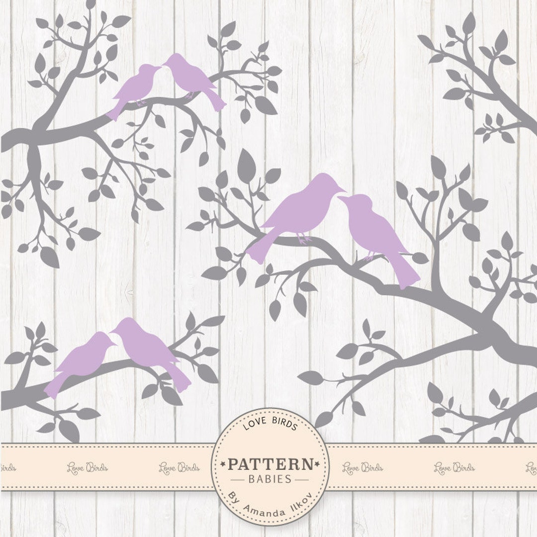 Premium Lavender Purple Love Birds Clip Art & Vectors Wedding Clipart ...